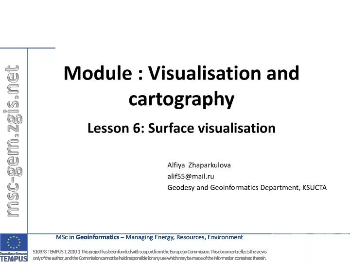 PPT - Module : Visualisation and cartography Lesson 6: Surface ...