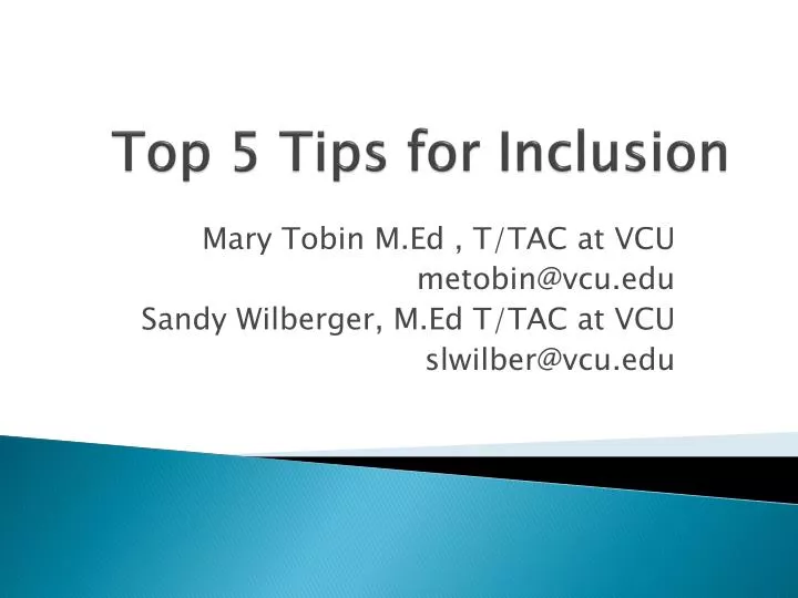 PPT - Top 5 Tips for Inclusion PowerPoint Presentation, free download ...