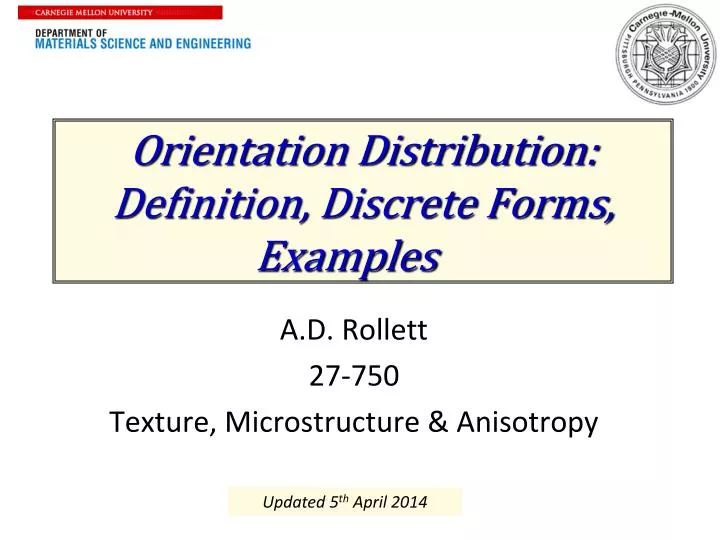 PPT - Orientation Distribution: Definition, Discrete Forms, Examples ...