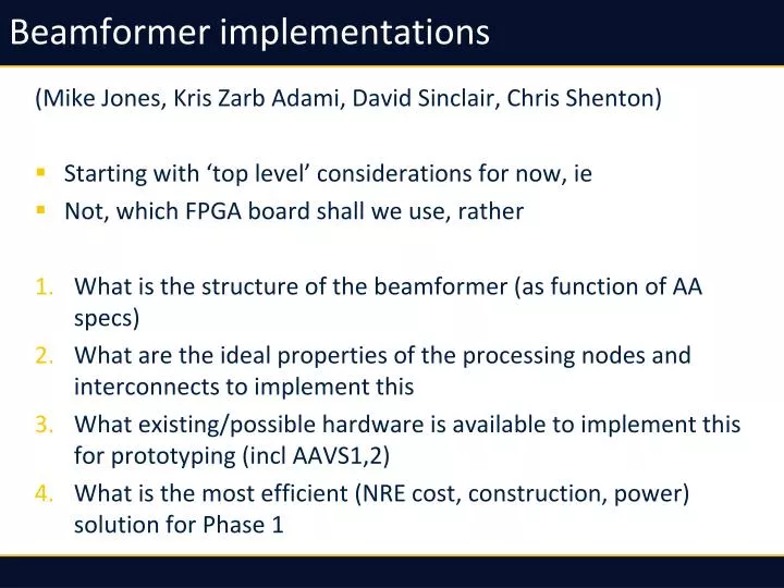 PPT - Beamformer implementations PowerPoint Presentation, free download ...