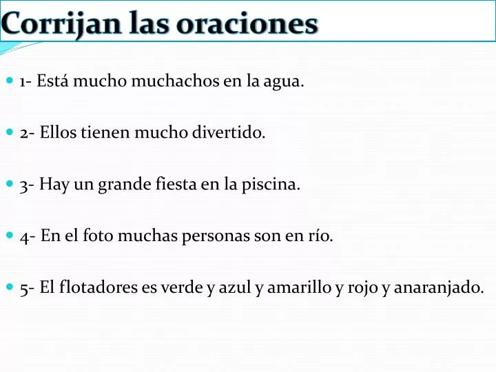 PPT - Corrijan las oraciones PowerPoint Presentation, free download ...