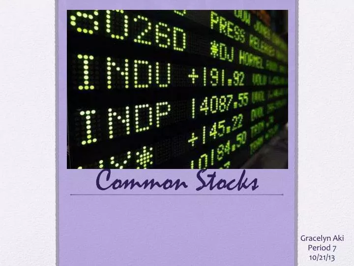 PPT - Common Stocks PowerPoint Presentation, free download - ID:2491820