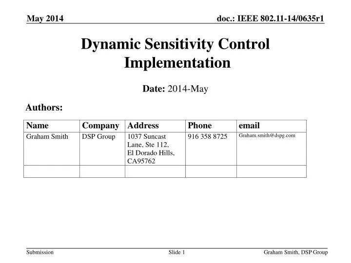 PPT - Dynamic Sensitivity Control Implementation PowerPoint ...