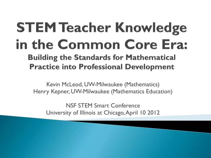 PPT - Kevin McLeod, UW-Milwaukee (Mathematics) Henry Kepner , UW ...
