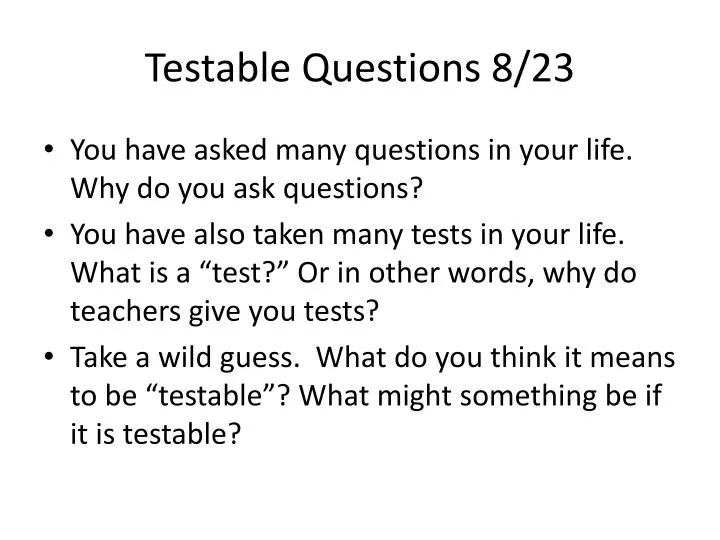 PPT - Testable Questions 8/23 PowerPoint Presentation, free download ...