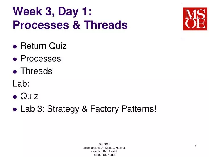 PPT - Week 3, Day 1: Processes & Threads PowerPoint Presentation, free ...