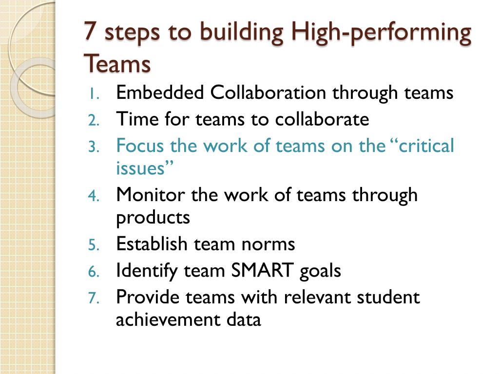 7 Steps To Building And Sustaining High Performing Teams