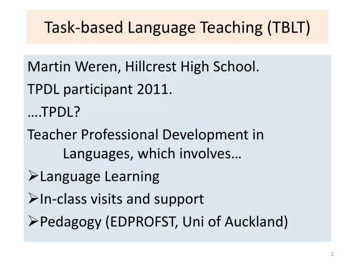 PPT - Task-based Language Teaching (TBLT) PowerPoint Presentation, free ...