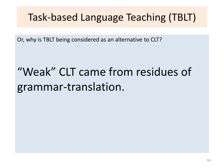 PPT - Task-based Language Teaching (TBLT) PowerPoint Presentation - ID ...