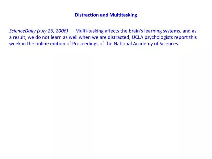 PPT - Distraction and Multitasking PowerPoint Presentation, free ...