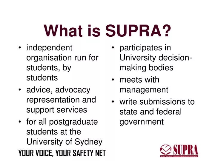 PPT - What is SUPRA? PowerPoint Presentation, free download - ID:2501663