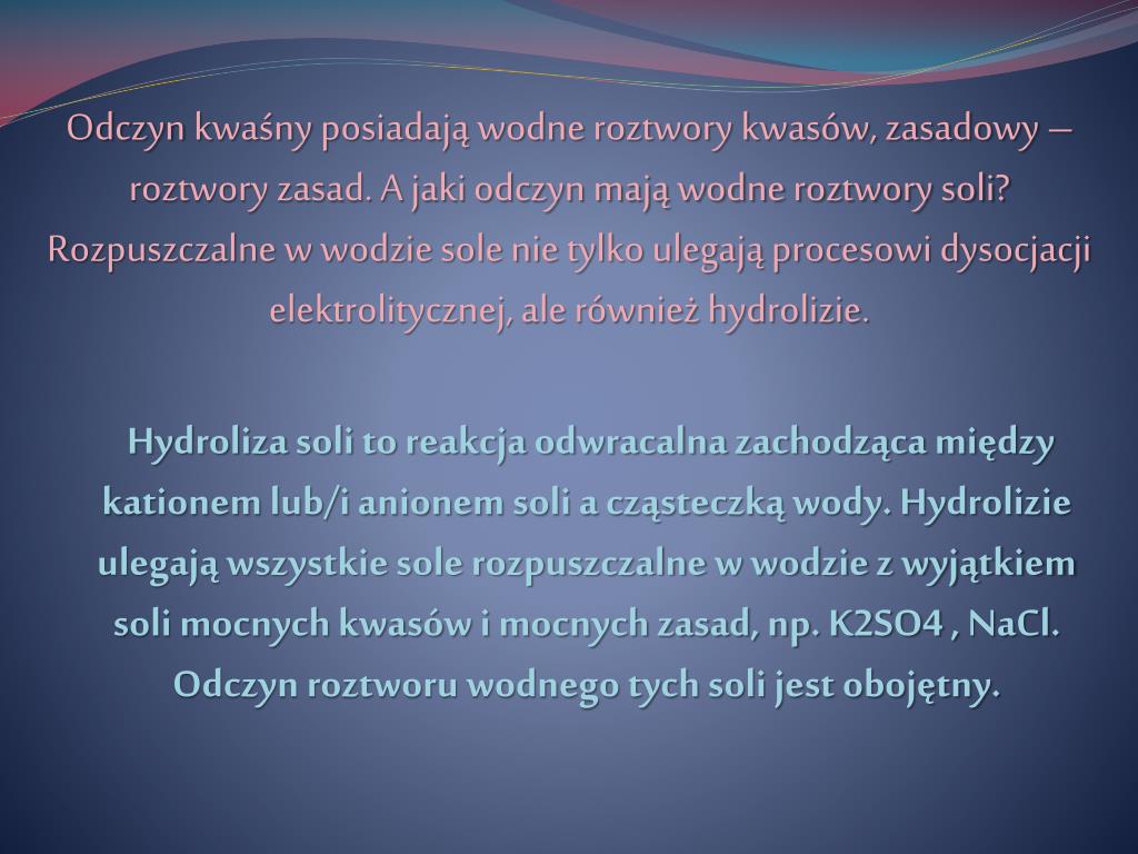 PPT - Hydroliza soli oraz jej przykłady PowerPoint Presentation, free ...