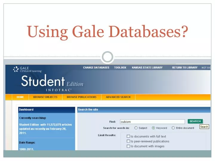 PPT - Using Gale Databases? PowerPoint Presentation, free download - ID ...