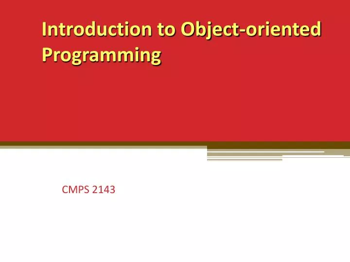 Ppt Introduction To Object Oriented Programming Powerpoint