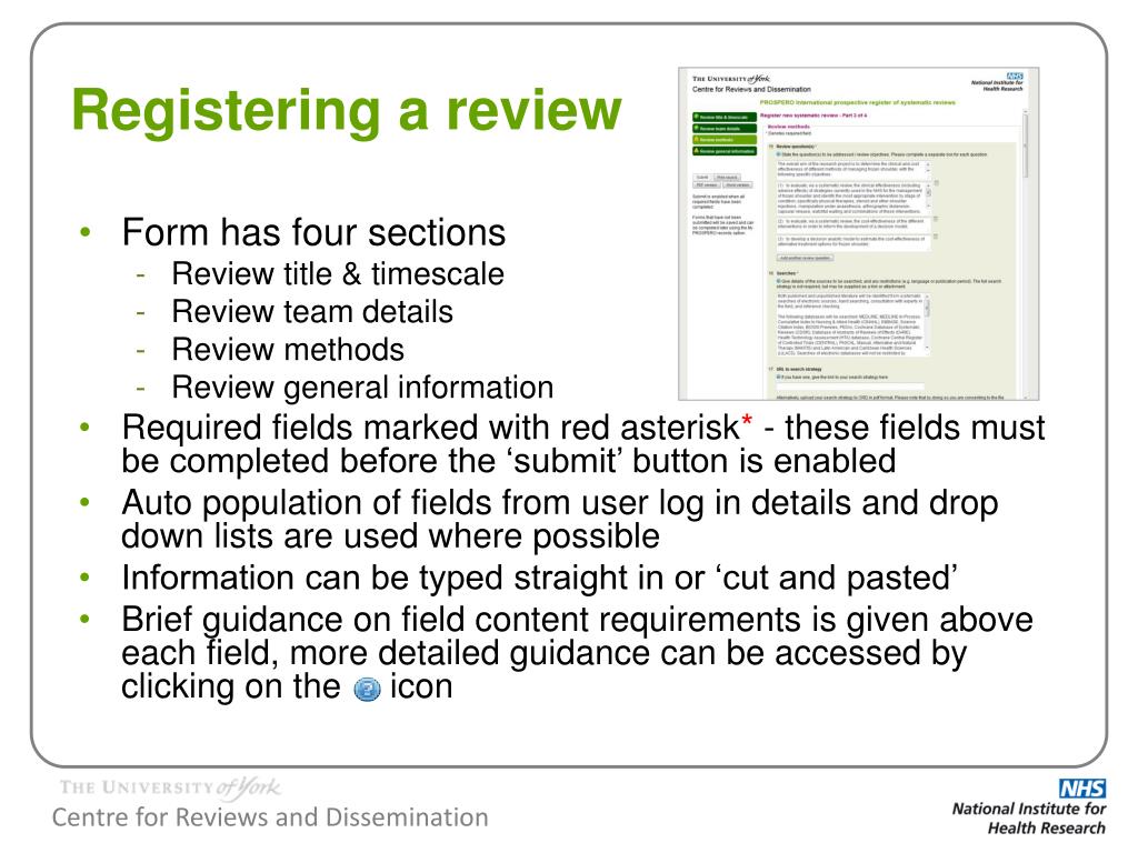 PPT - Registering a systematic review on PROSPERO PowerPoint ...