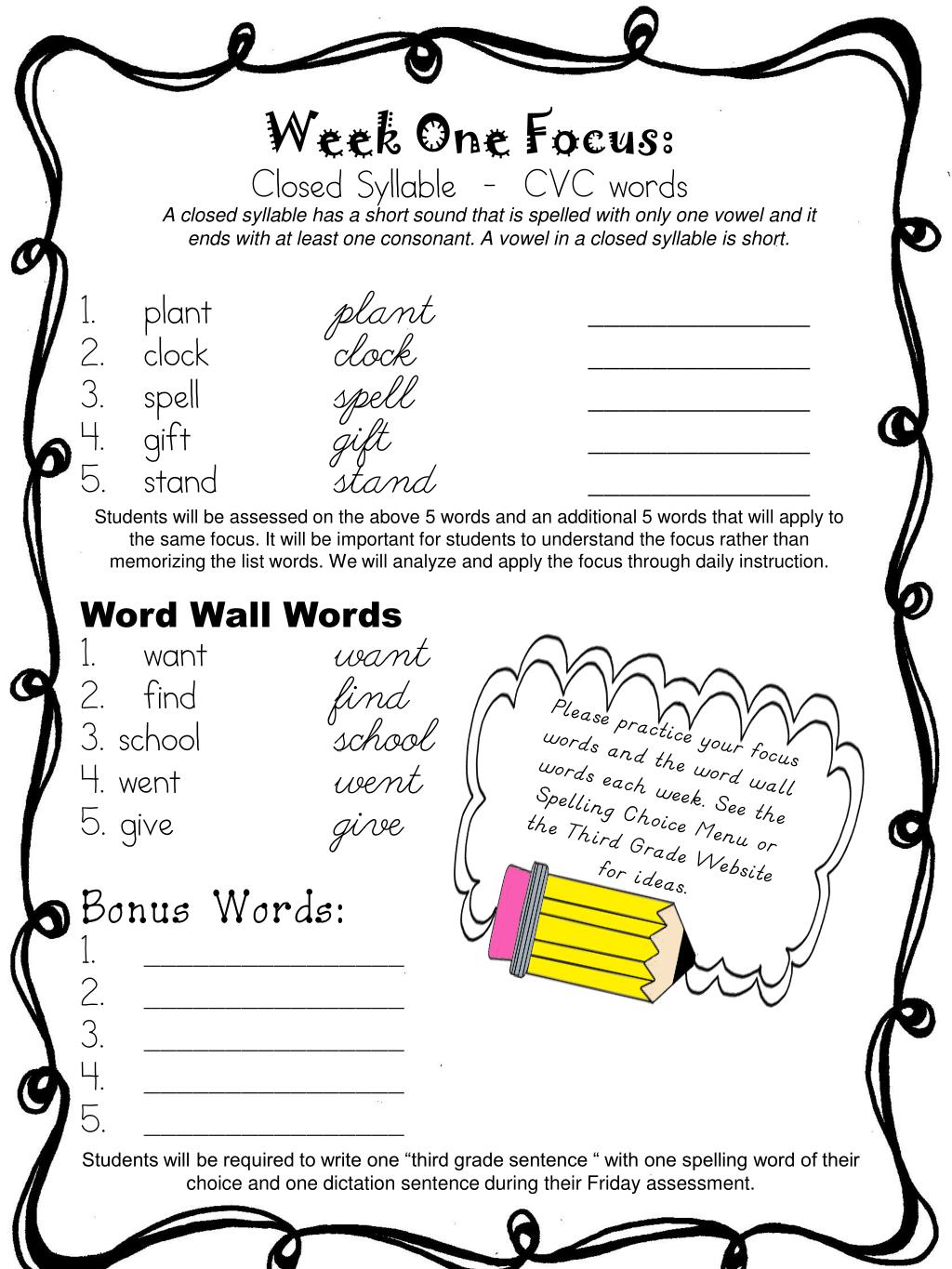 PPT - Week One Focus: Closed Syllable - CVC words plant plant ...