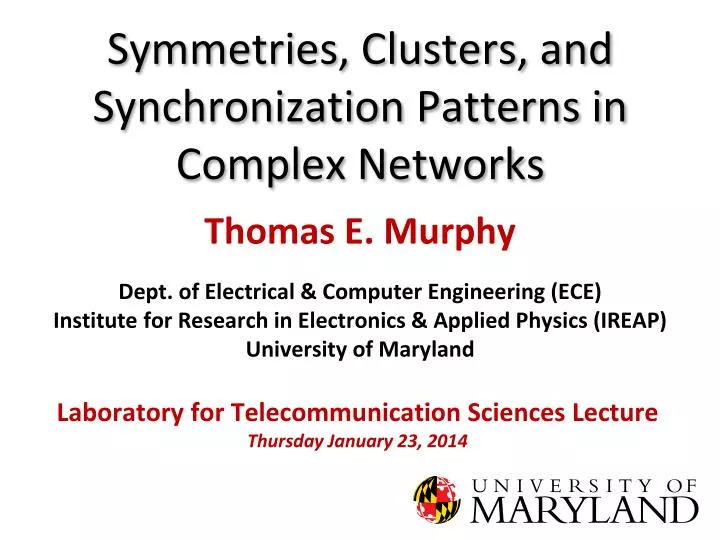 Ppt Symmetries Clusters And Synchronization Patterns In Complex Networks Powerpoint