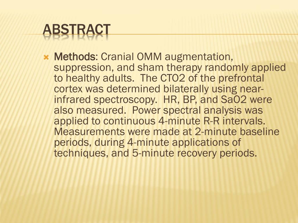 PPT - Effect of Cranial Osteopathic Manipulative Medicine on cerebral ...