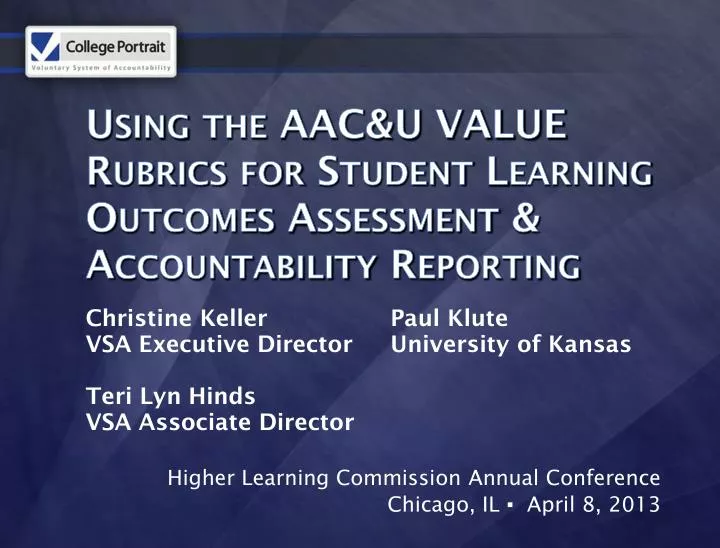 PPT - Using the AAC&U VALUE Rubrics for Student Learning Outcomes ...