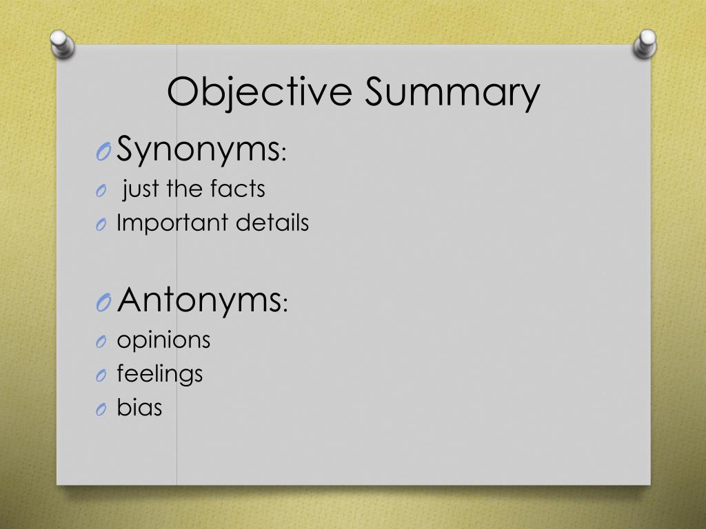 PPT Objective Summary PowerPoint Presentation Free Download ID 2509792