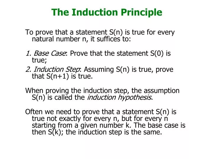 PPT - The Induction Principle PowerPoint Presentation, free download ...