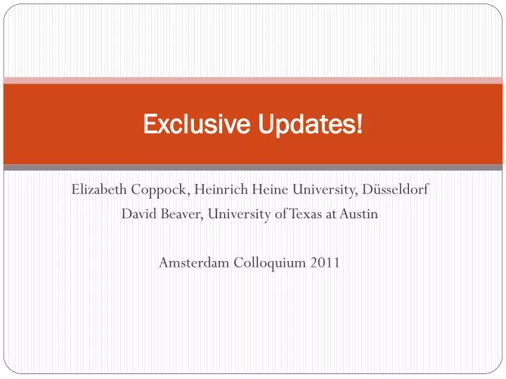 PPT - Exclusive Updates! PowerPoint Presentation, free download - ID ...