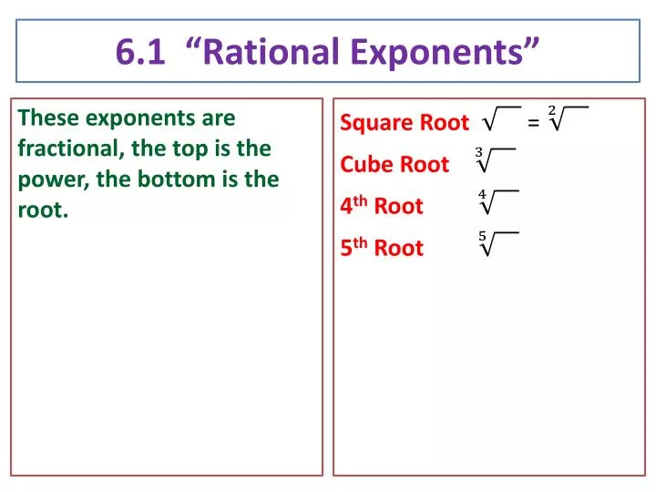 PPT - 6.1 “Rational Exponents” PowerPoint Presentation, free download ...