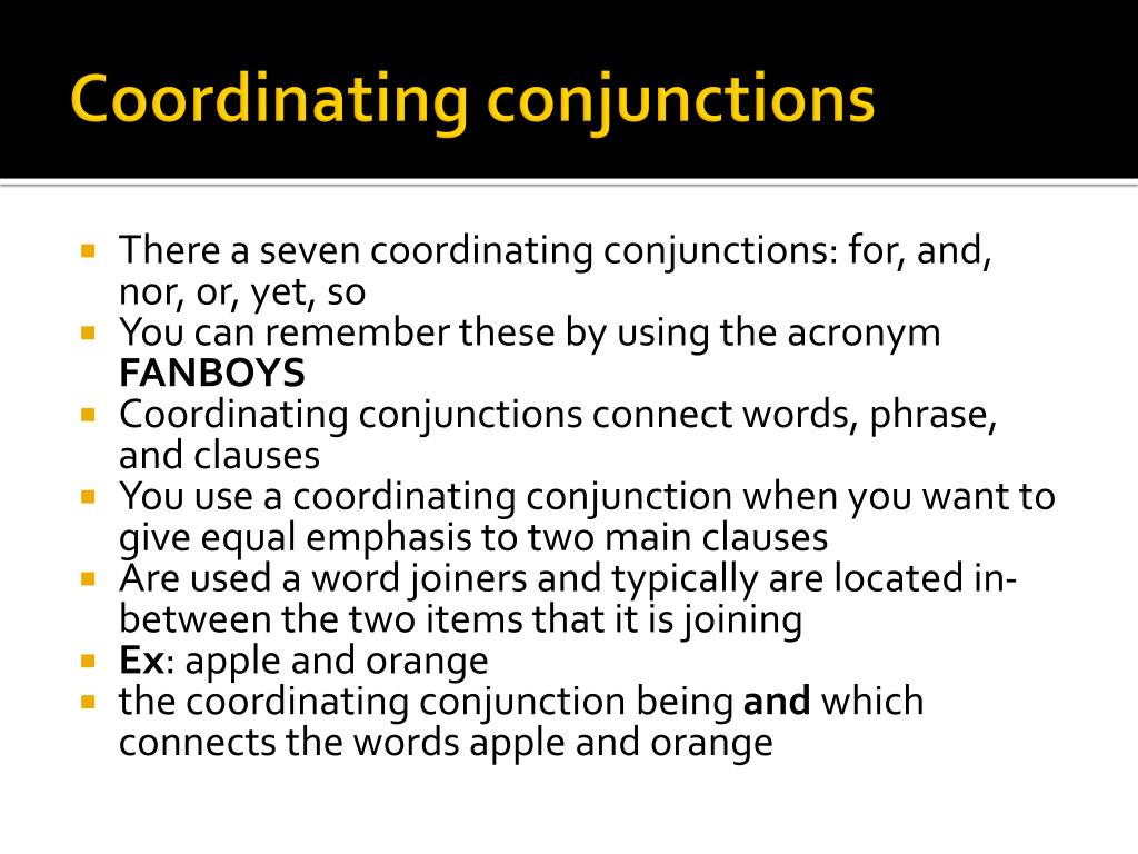 Ppt Subordinating And Coordinating Conjunctions Powerpoint