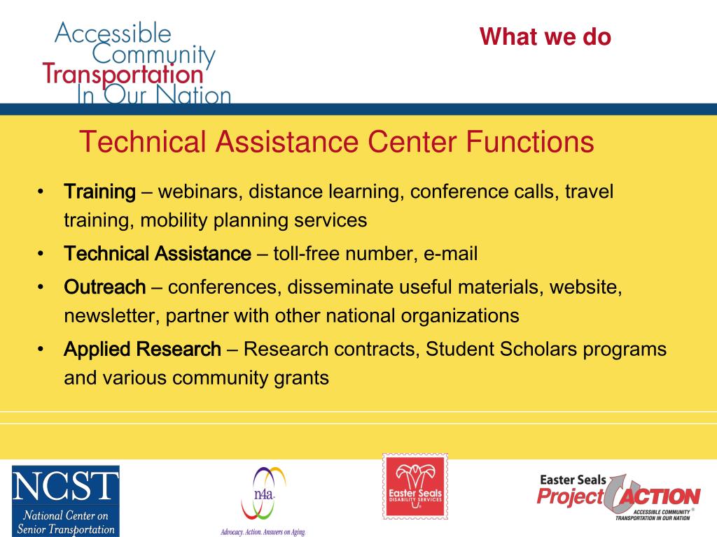 PPT - Easter Seals Project ACTION & The National Center on Senior ...