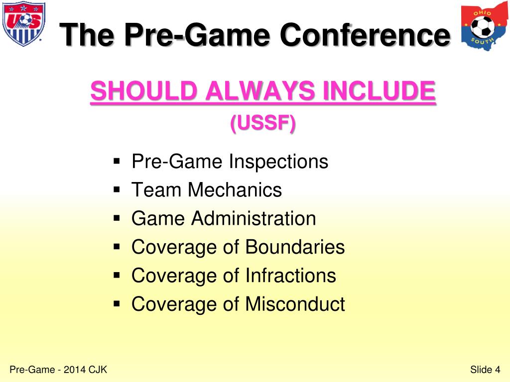 PPT - The Pre-Game Conference - Youth Matches - PowerPoint Presentation ...