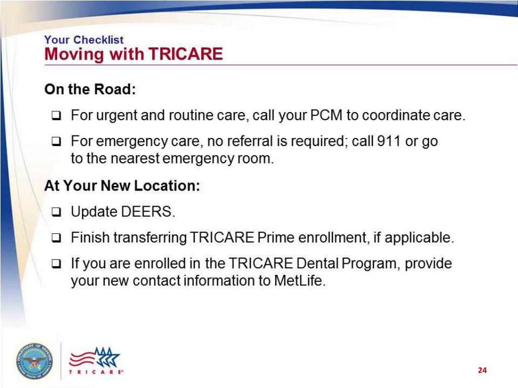 PPT - TRICARE Your Military Health Plan: Permanent Change of Station ...