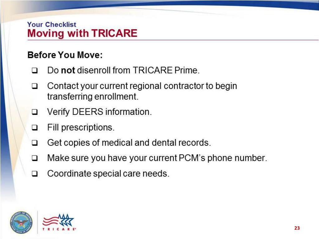 PPT - TRICARE Your Military Health Plan: Permanent Change of Station ...