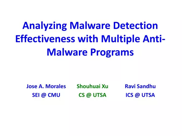 Ppt Analyzing Malware Detection Effectiveness With Multiple Anti