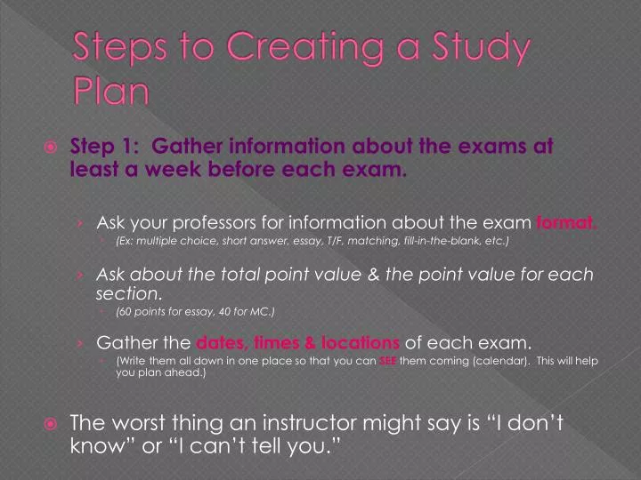 PPT - Steps to Creating a Study Plan PowerPoint Presentation, free ...