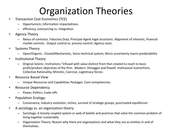 PPT - Organization Theories PowerPoint Presentation, free download - ID ...