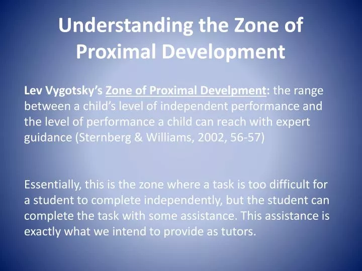 PPT - Understanding the Zone of Proximal Development PowerPoint ...
