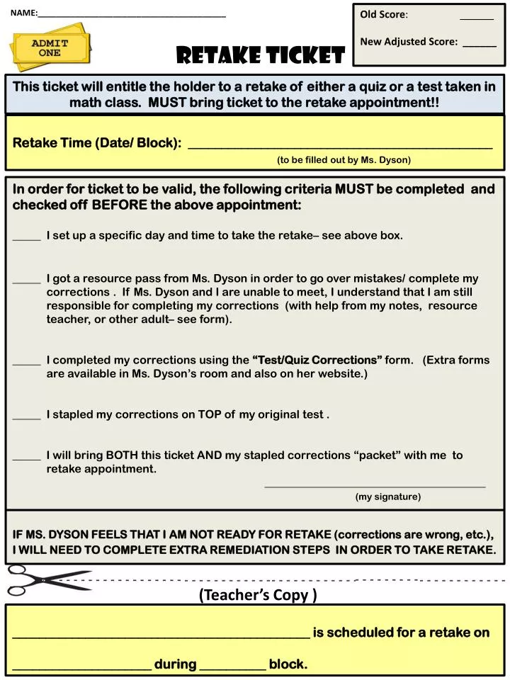 PPT - RETAKE TICKET PowerPoint Presentation, free download - ID:2519562