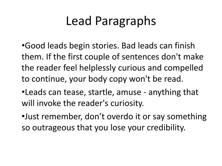 PPT - Lead Paragraphs PowerPoint Presentation, free download - ID:2520407
