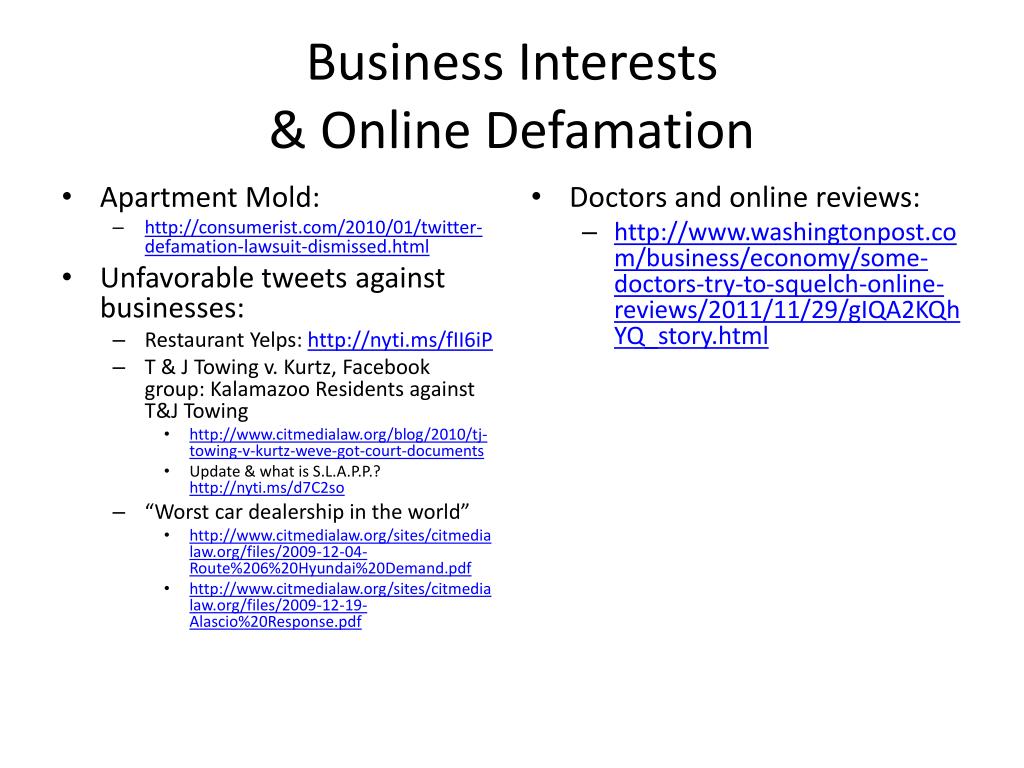 PPT - Defamation and Social Media, Spring 2012 PowerPoint Presentation ... PPT - Defamation and Social Media, Spring 2012 PowerPoint Presentation ...