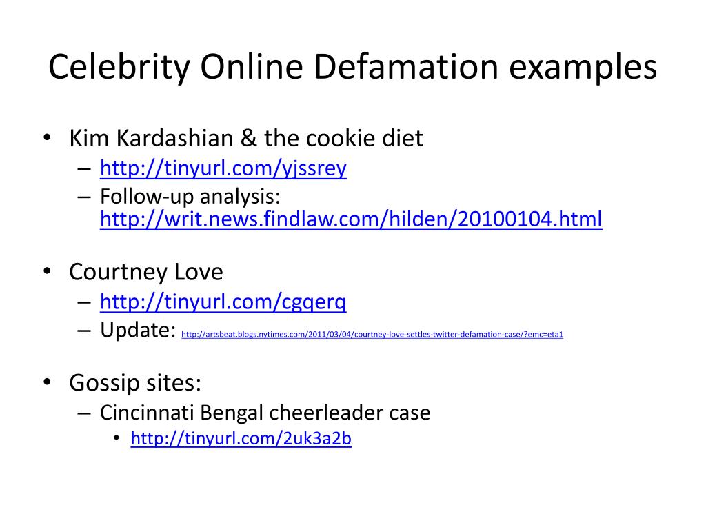 PPT - Defamation and Social Media, Spring 2012 PowerPoint Presentation ... PPT - Defamation and Social Media, Spring 2012 PowerPoint Presentation ...