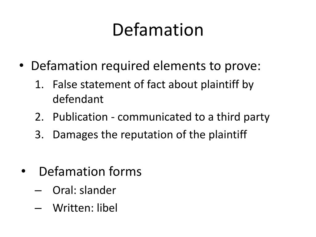 PPT - Defamation and Social Media, Spring 2012 PowerPoint Presentation ... PPT - Defamation and Social Media, Spring 2012 PowerPoint Presentation ...