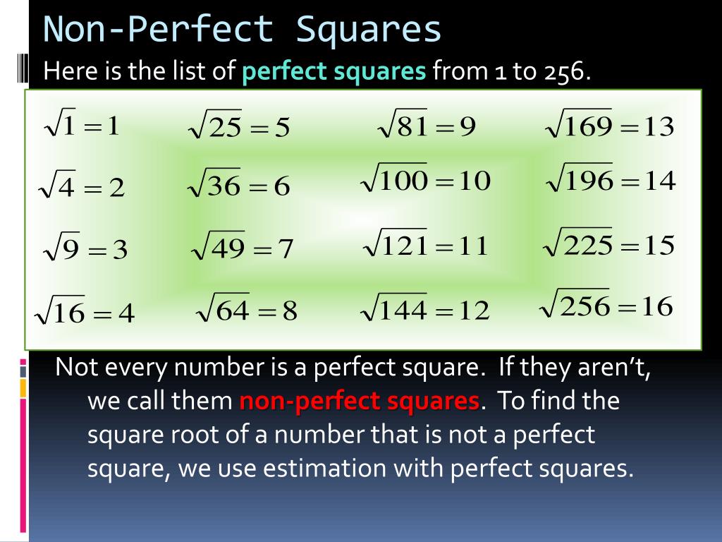 PPT - Non-Perfect Squares PowerPoint Presentation, free download - ID ... PPT - Non-Perfect Squares PowerPoint Presentation, free download - ID ...