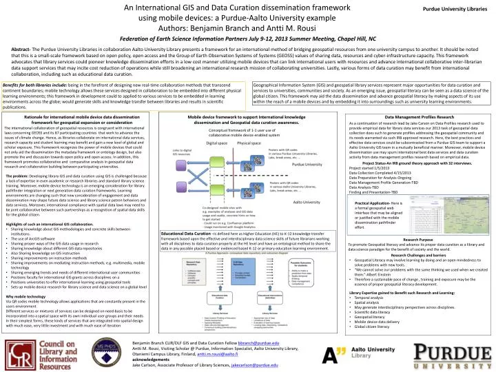 PPT - An International GIS and Data Curation dissemination framework ...
