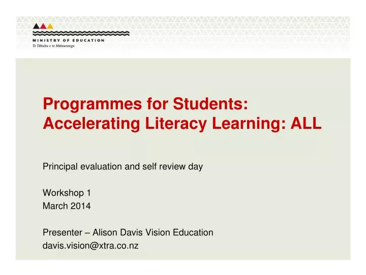 PPT - Programmes for Students: Accelerating Literacy Learning: ALL PowerPoint Presentation - ID ...