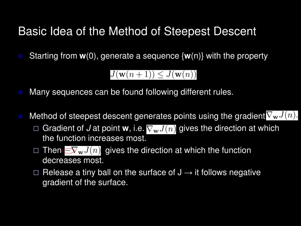 Ppt Method Of Steepest Descent Powerpoint Presentation Free Download