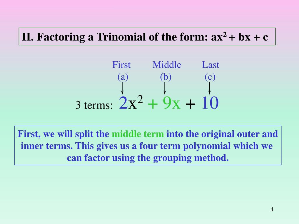 PPT - Factor by Splitting the Middle Term PowerPoint Presentation, free ... PPT - Factor by Splitting the Middle Term PowerPoint Presentation, free ...