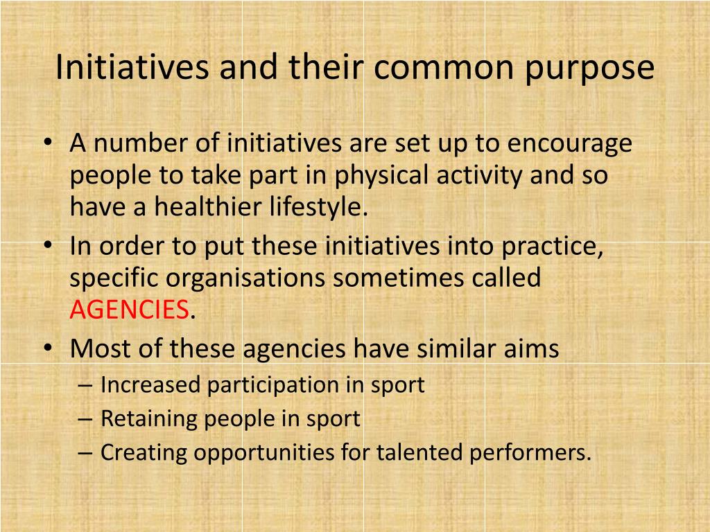 PPT - GCSE PE 1 - Initiatives and their common purpose 2-Sports ...