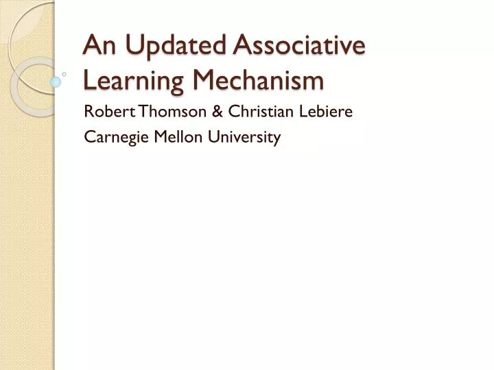 PPT - An Updated Associative Learning Mechanism PowerPoint Presentation ...