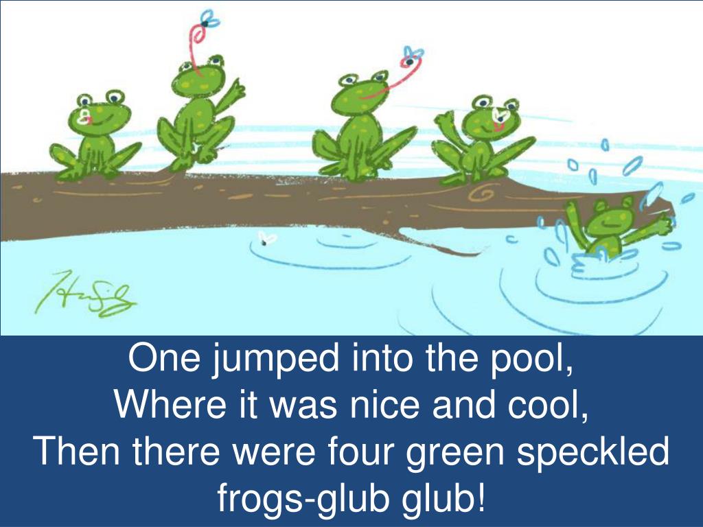 PPT - Five green and speckled frogs, sat on a speckled log, eating some ...