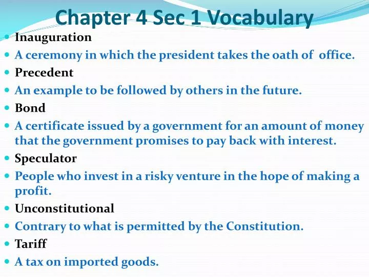 PPT - Chapter 4 Sec 1 Vocabulary PowerPoint Presentation, free download ...